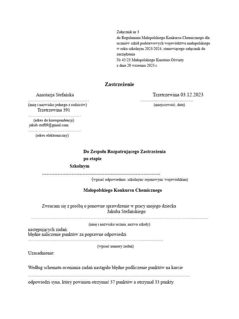 Zal. NR 3 Wzor Zastrzezenia 6 | PDF