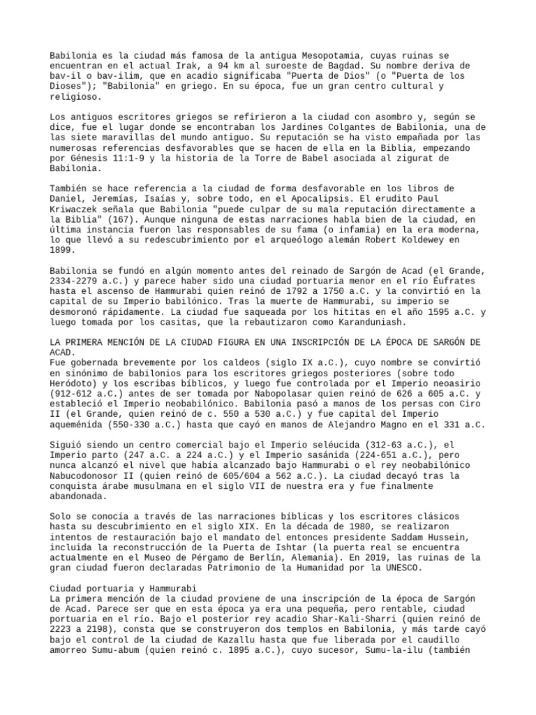 La Gran Babilonia Pdf Babilonia Babilonia