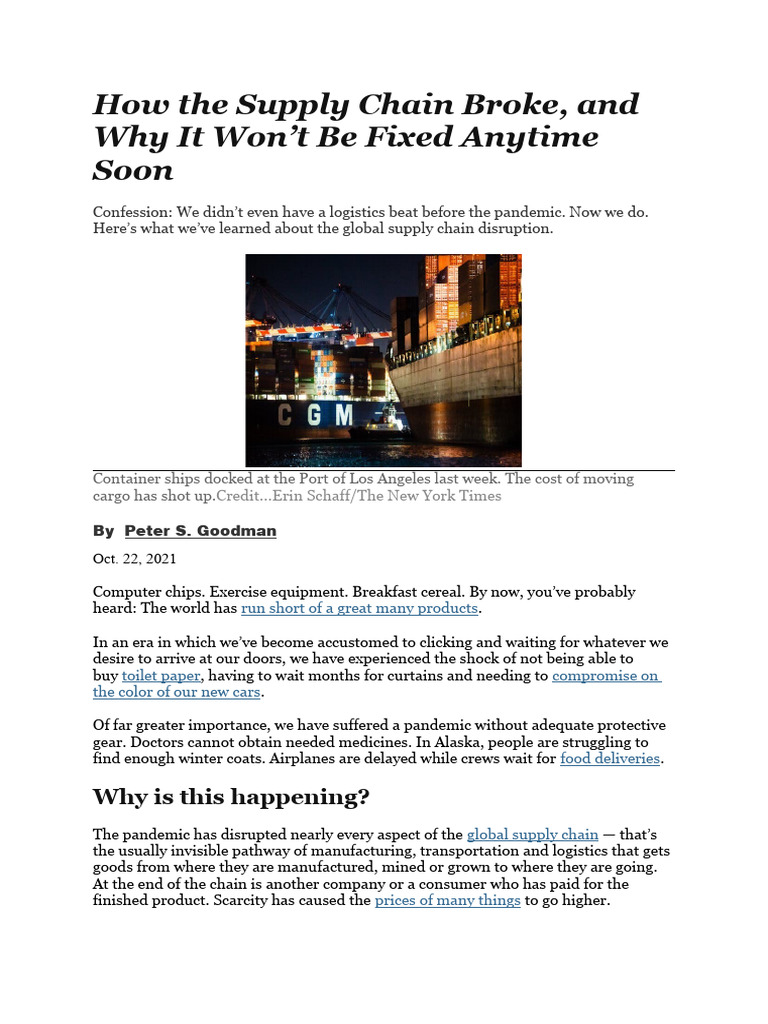 How The Supply Chain Broke | PDF | Economies