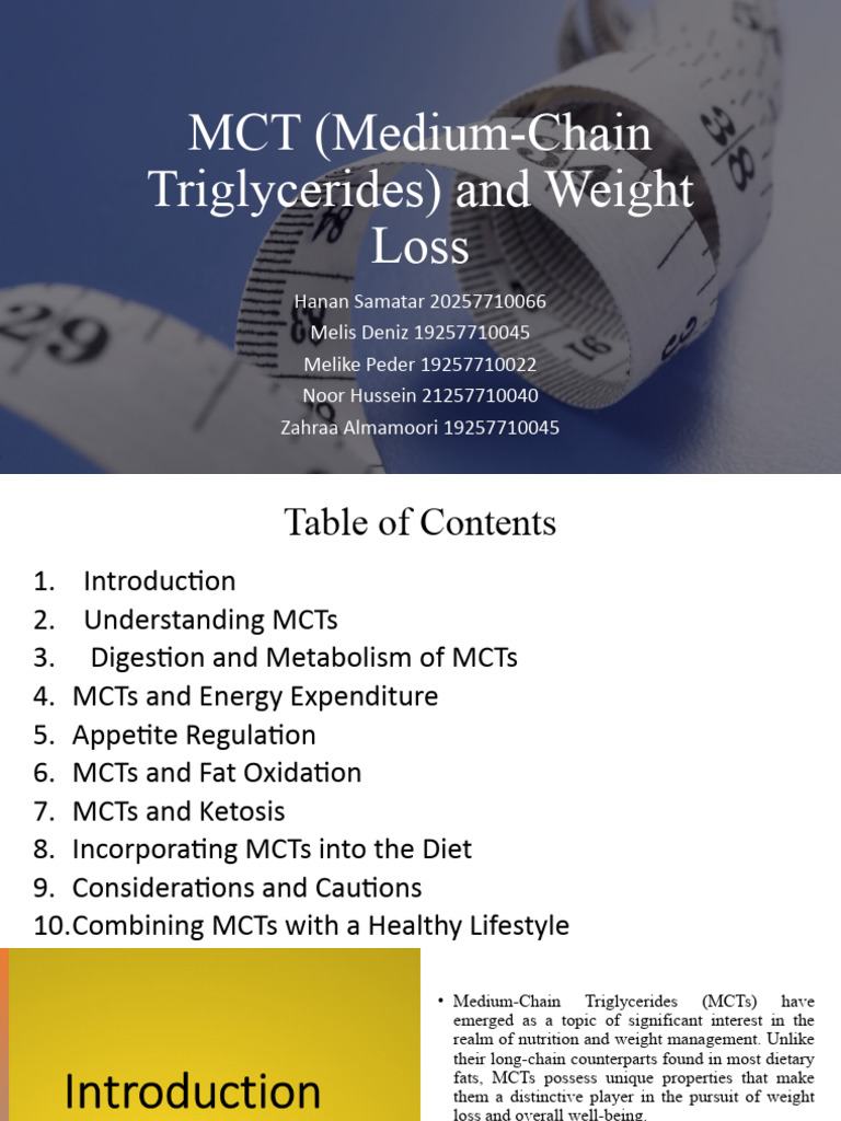 MCTs and Their Role in Weight Loss | PDF | Ketosis | Fat