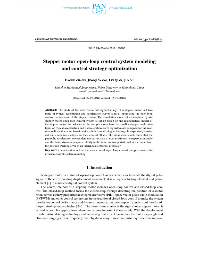 Stepper Motor Open-Loop Control System Modeling An | PDF | Electric ...