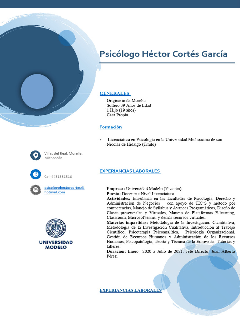 CURRICULUM VITAE Héctor | PDF | Gestión de recursos humanos | Sicología