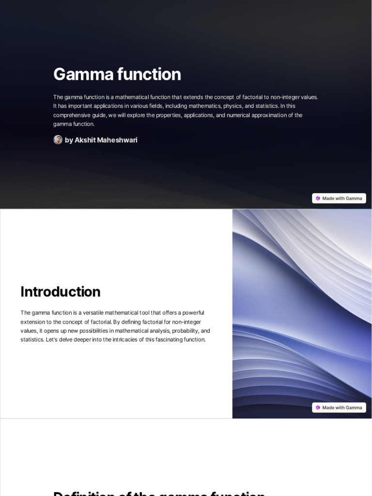 Gamma Function | PDF | Function (Mathematics) | Mathematical Analysis