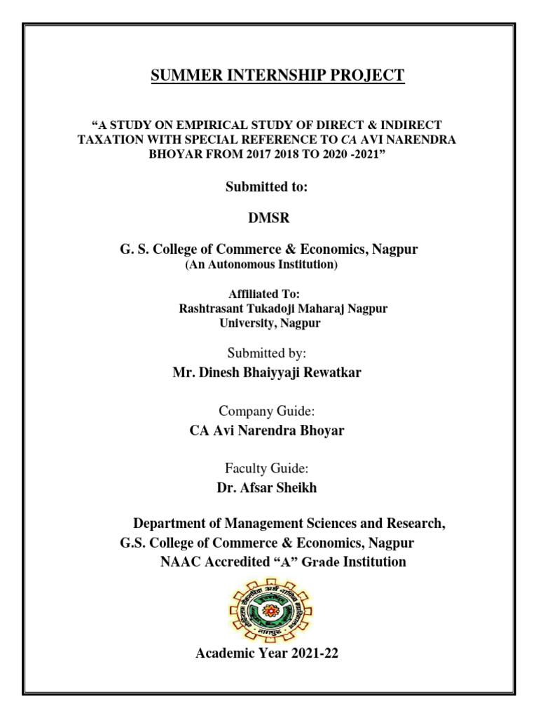 Summer Internship Project | PDF | Business