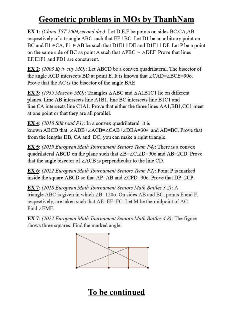 Geometric Problems | PDF | Triangle | Euclidean Geometry