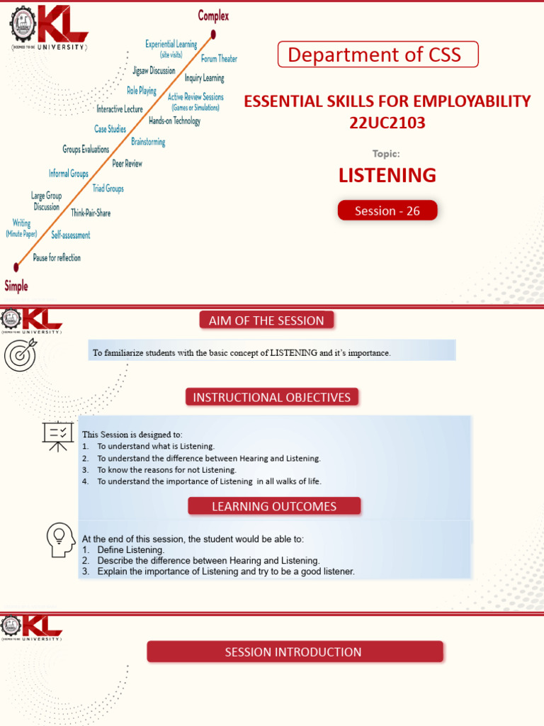 Listening Skills | PDF | Communication | Behavior Modification