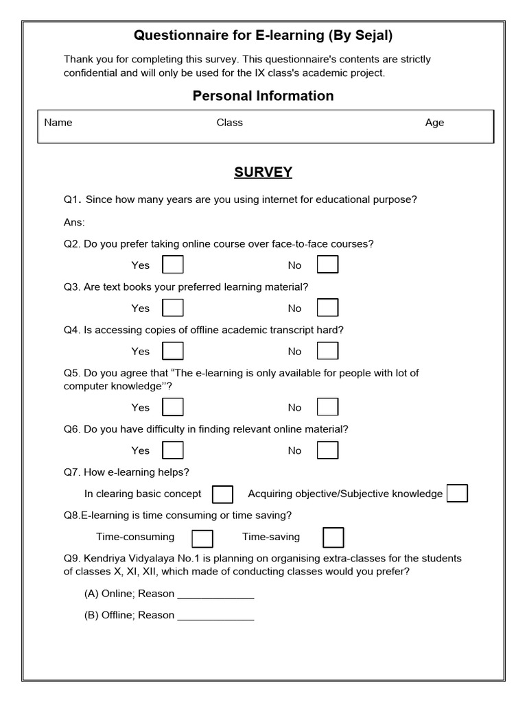 Questionnaire For E | PDF | Wellness