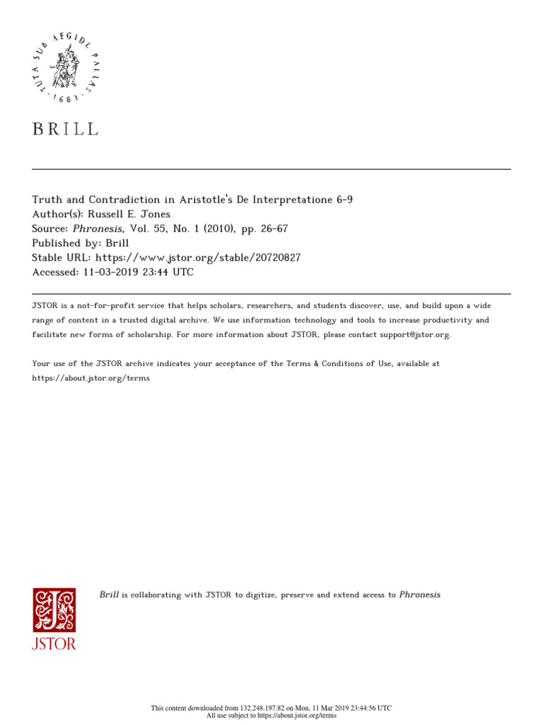 Aristotle's Logic: Truth and Contradiction | PDF | Contradiction | Logic