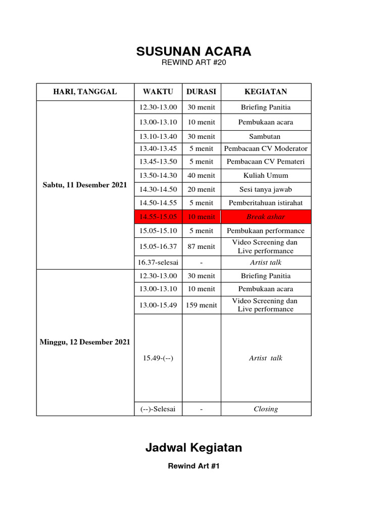 Susunan Acara 1 Dikonversi | PDF
