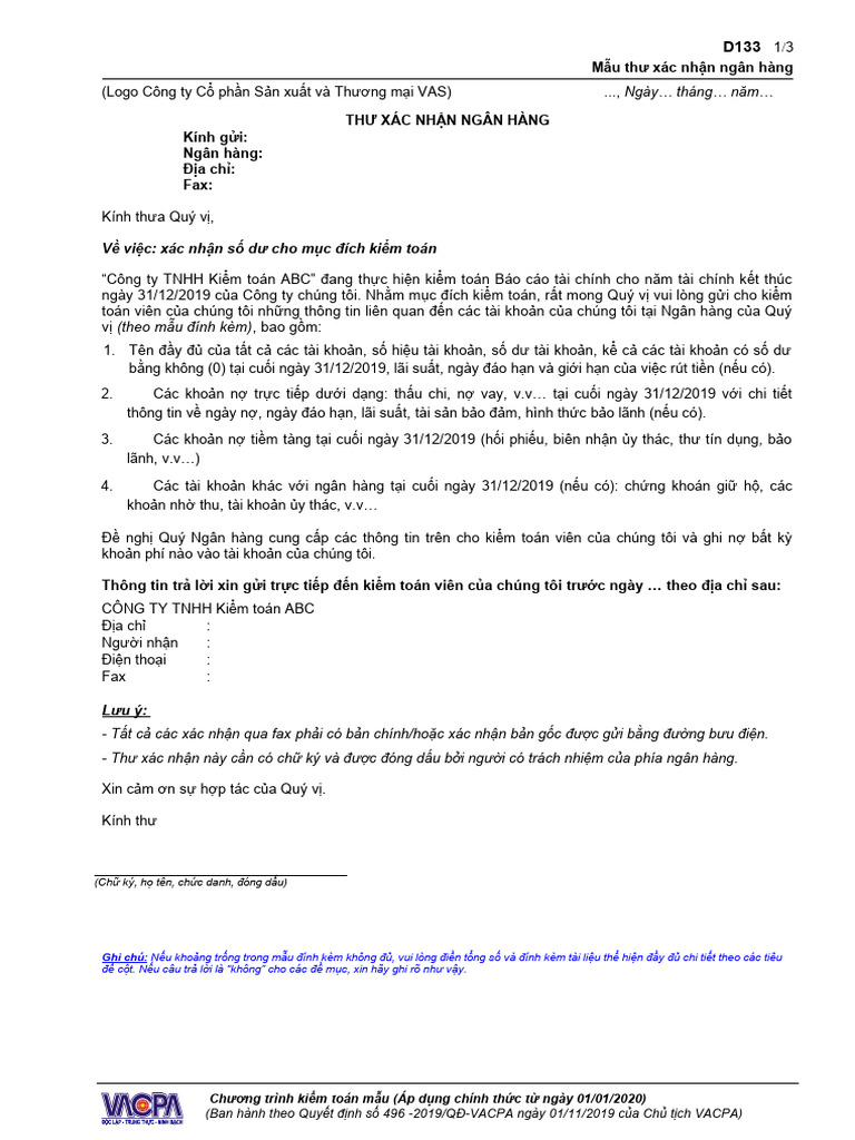 D133 - Mau Thu Xac Nhan TGNH (X) | PDF