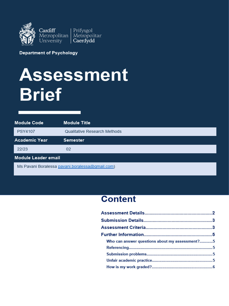 Understanding Assignment Briefs in Psychology | PDF | Qualitative Research | Critical Thinking