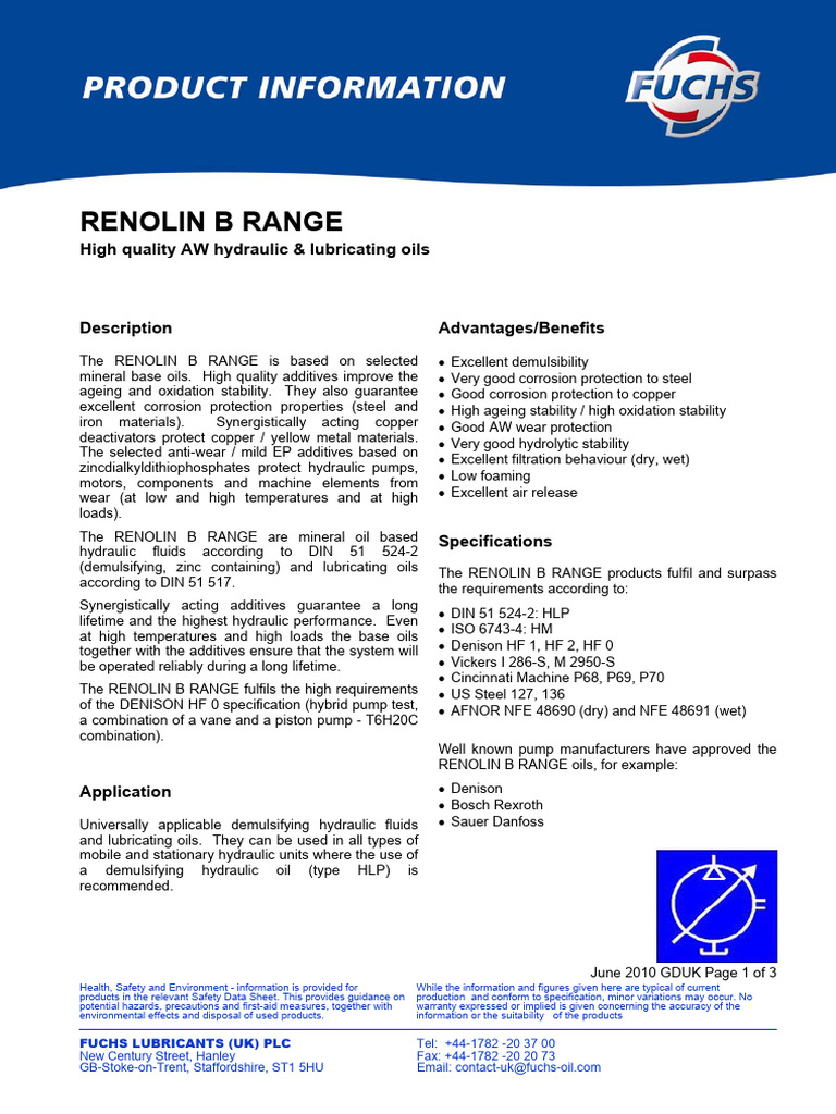 Renolin B Range | PDF