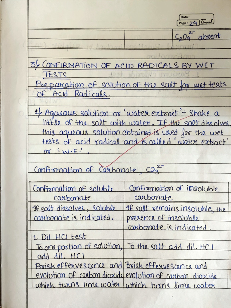 Practical Wet Test Acid Radical-1 | PDF | Homogeneous Chemical Mixtures ...
