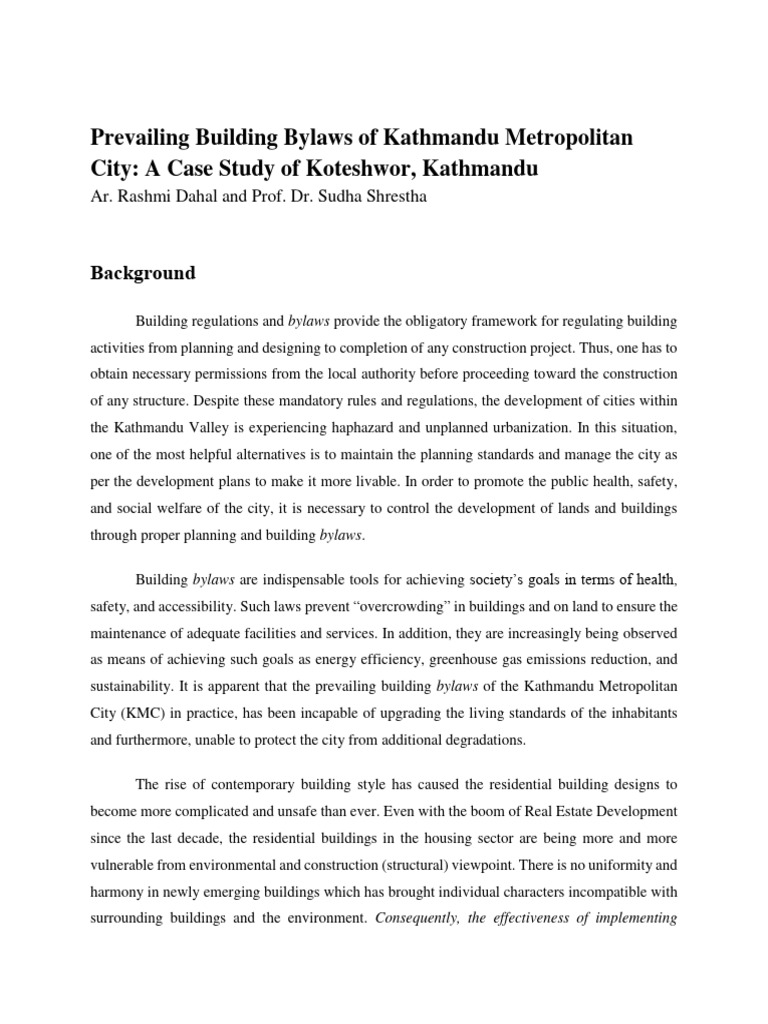 Prevailing Building Bylaws of Kathmandu | Download Free PDF | Zoning ...