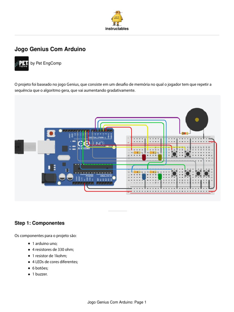 Jogo Genius Com Arduino 1 | PDF