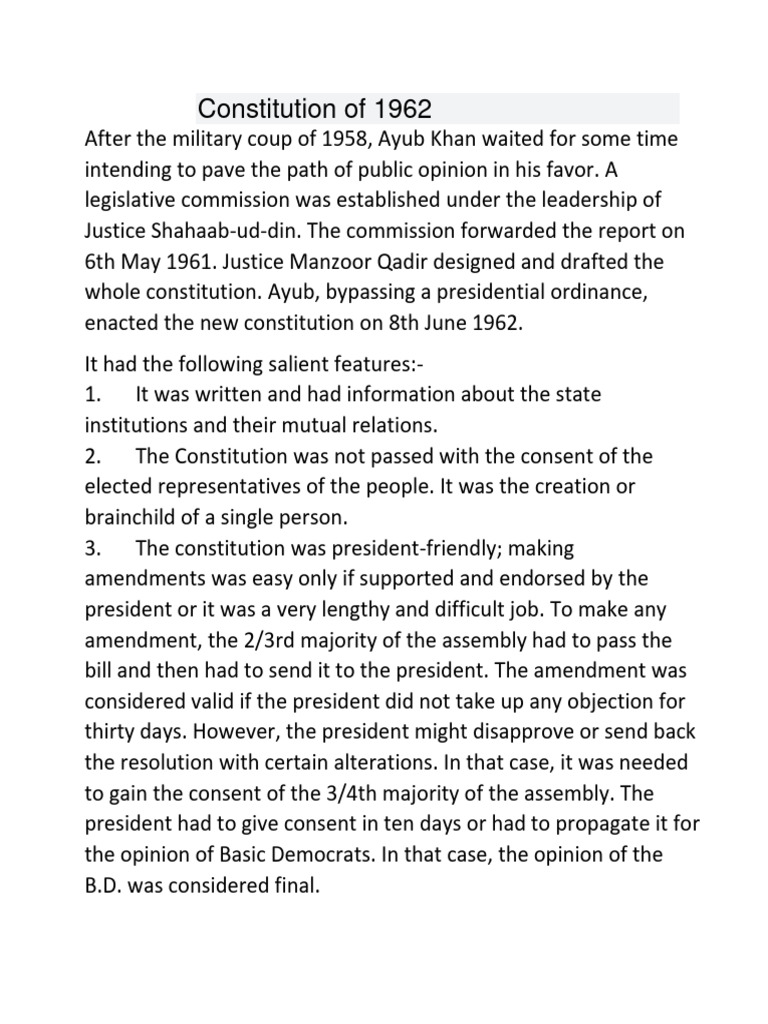 Constitution of 1962 | PDF | Statutory Law | Political Law
