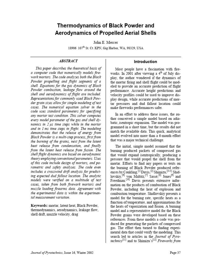 57 - Thermodynamics of Black Powder and Aerodynamics of Propelled ...