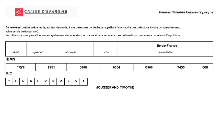 Rib Caisse D'epargne | PDF