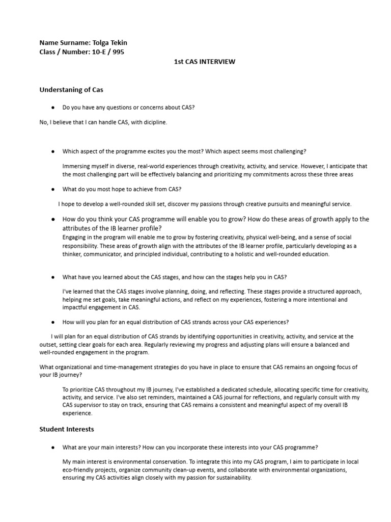 1st CAS Interview | PDF