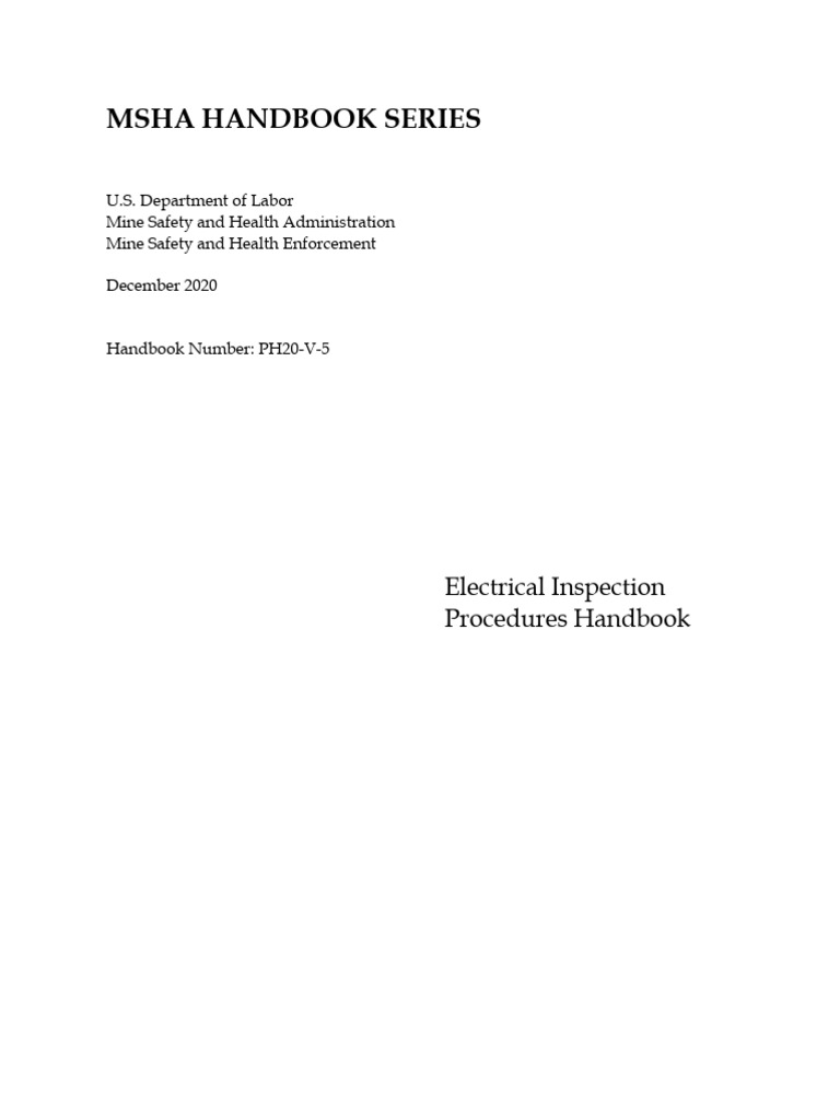 Msha Handbook Series: Electrical Inspection Procedures Handbook | PDF ...