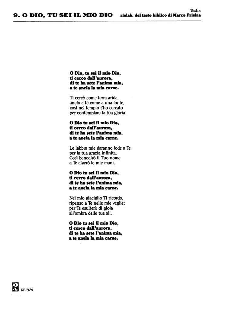 O Dio Tu Sei Il Mio Dio (Frisina) | PDF