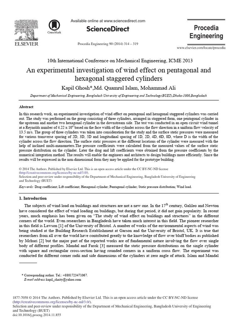 An Experimental Investigation of Wind Effect On Pentagonal 2014 Procedia Eng | PDF