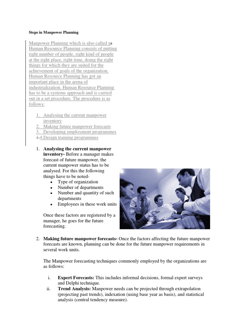 Steps in Manpower Planning | PDF | Forecasting | Employment