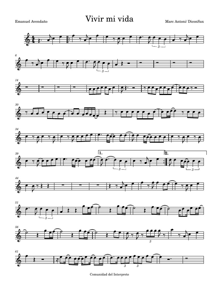 Vivir Mi Vida Lyrics and Sheet Music | PDF