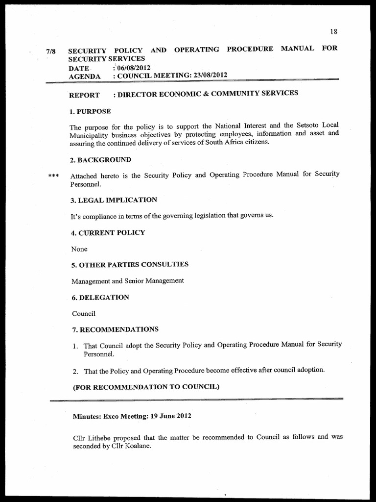 Security Policy Operations Manual | PDF