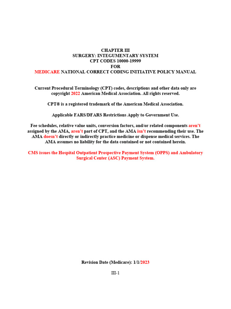 Chapter 3 Surgery Integumentary System CPT Codes 10000 - 19999 | PDF