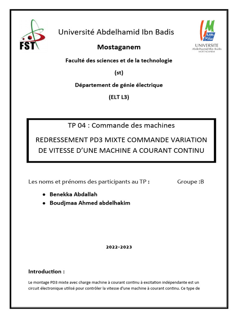 Commande de Vitesse Machine CC avec PD3 | PDF | Courant continu haute ...