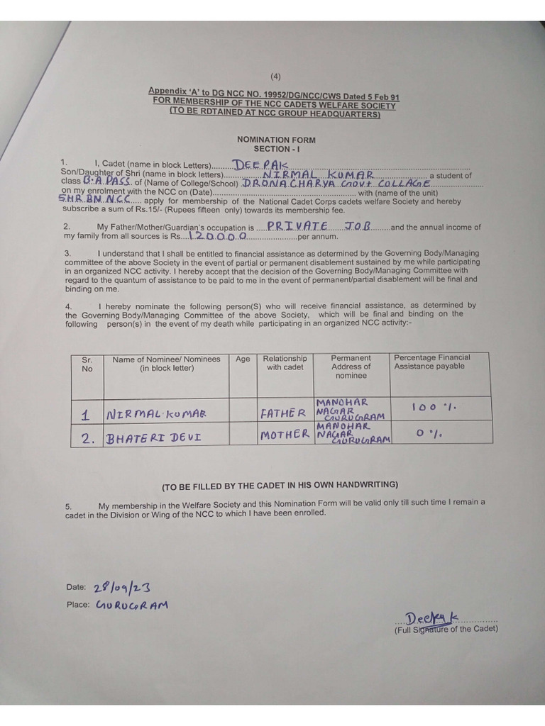 Nomination Deepak | PDF