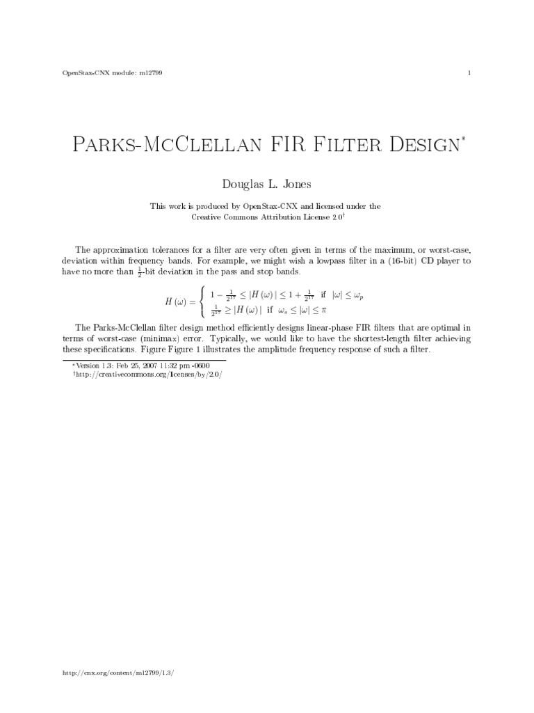 Parks Mcclellan Fir Filter Design 3 | PDF | Computational Science ...