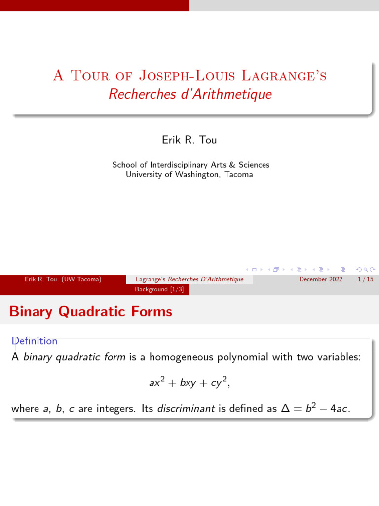 TouE-LagrangeTalk v2 | PDF | Mathematical Concepts | Arithmetic