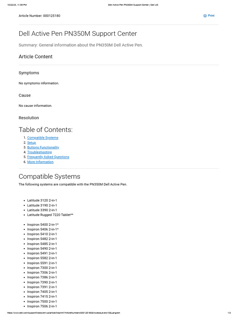 Dell Active Pen PN350M Setup Guide | PDF | Computers | Technology ...