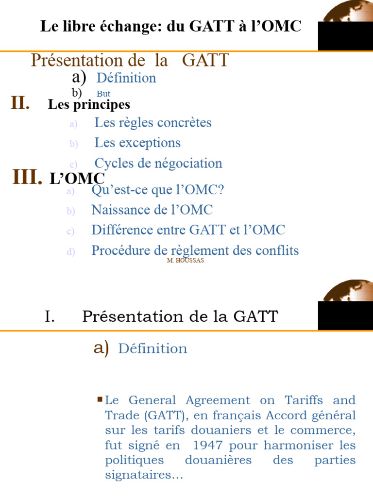 Séance 7 Le Libre Échange Du GATT À l'OMC | PDF | Accord général sur les tarifs douaniers et le ...