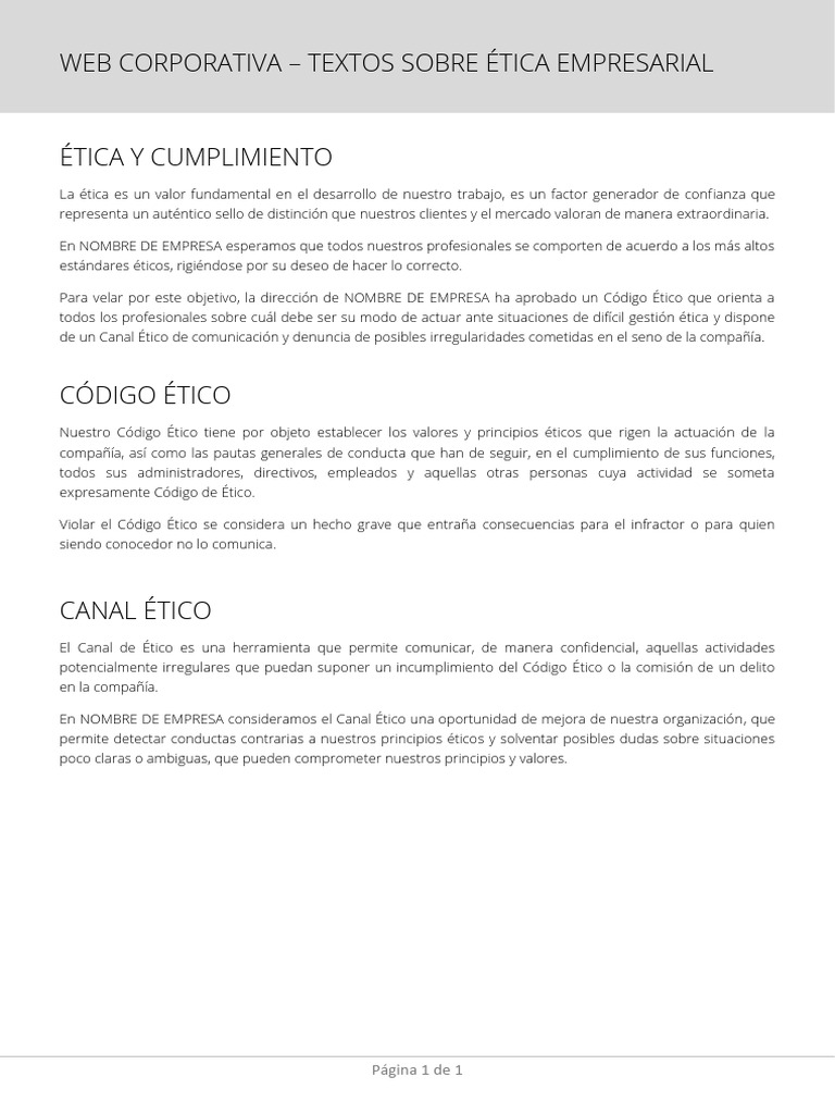 Ética Textos Web Corporativa | PDF