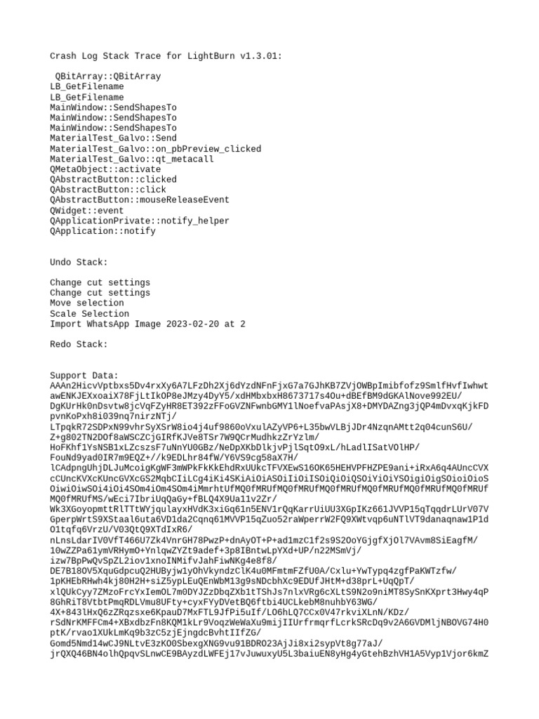 LightBurn Crash Log | PDF | Computers