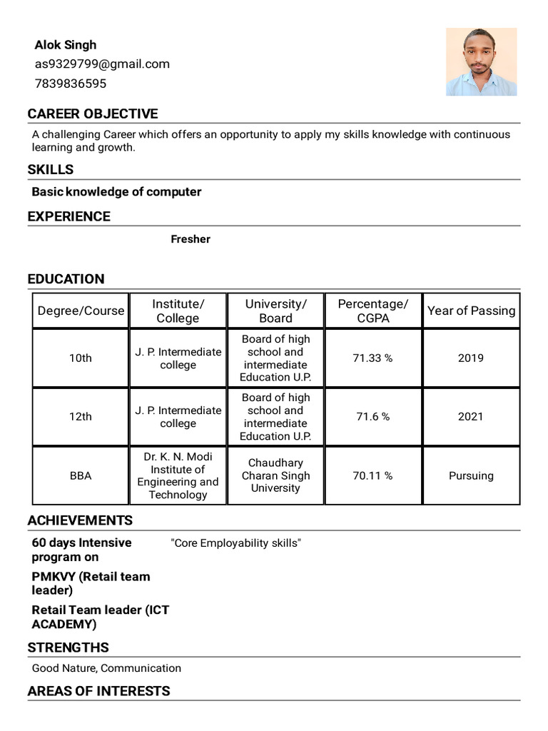 Resume - Alok Singh - Format1 | PDF