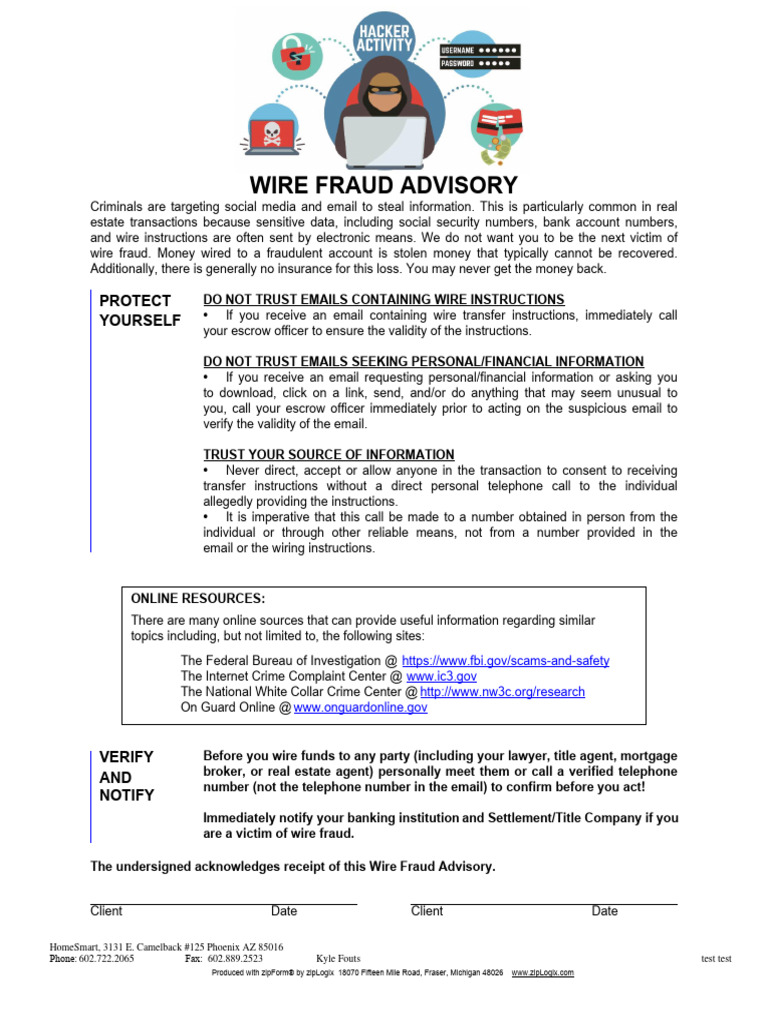 Wire Fraud Advisory: Protect Yourself | PDF | Fraud | Service Industries