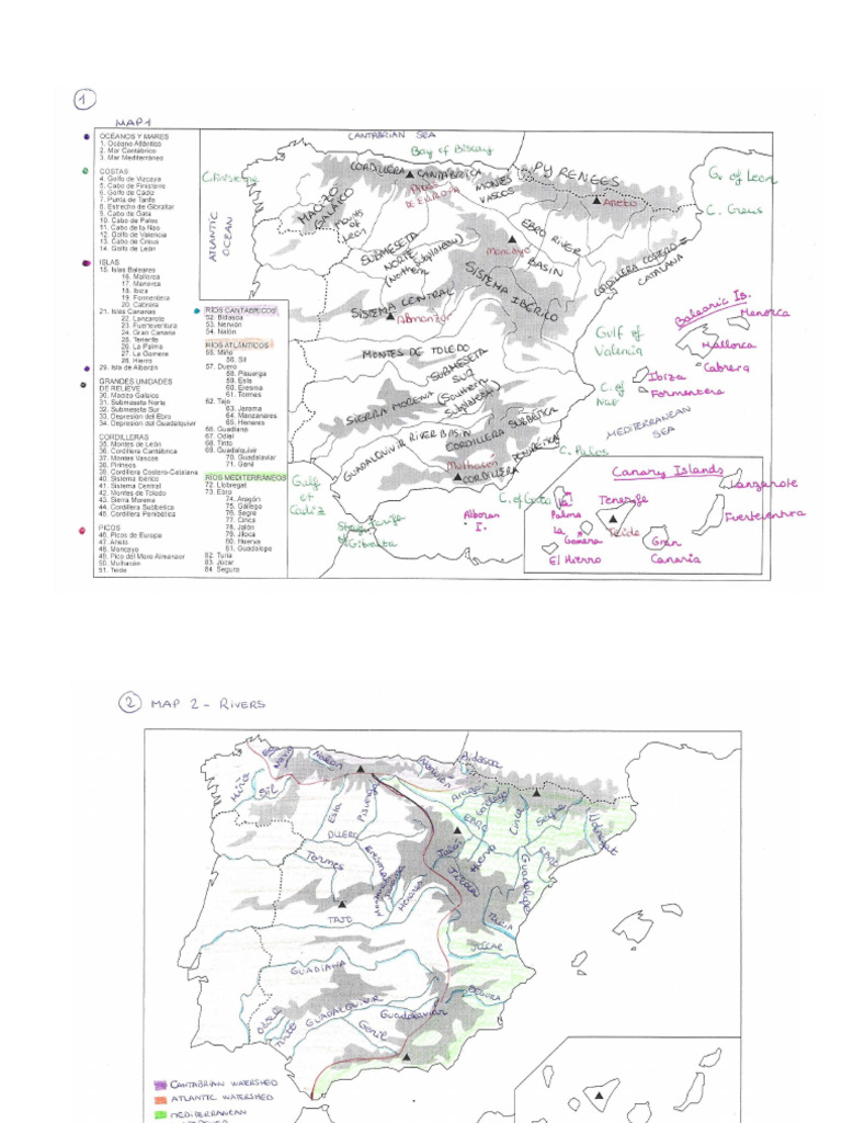 Spain - Physical Map | PDF