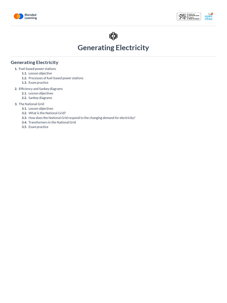 Blended Learning - Dysgu Cyfunol - WJEC CBAC | PDF | Power Station ...