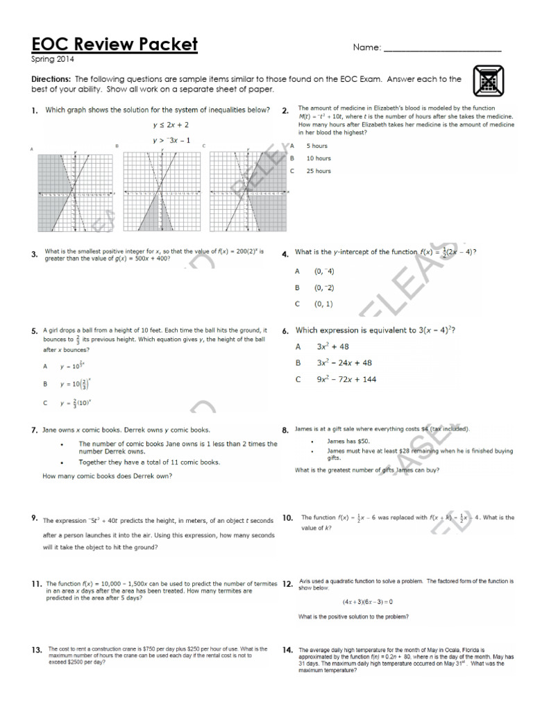 EOC Review Packet | PDF | Art | Science & Mathematics