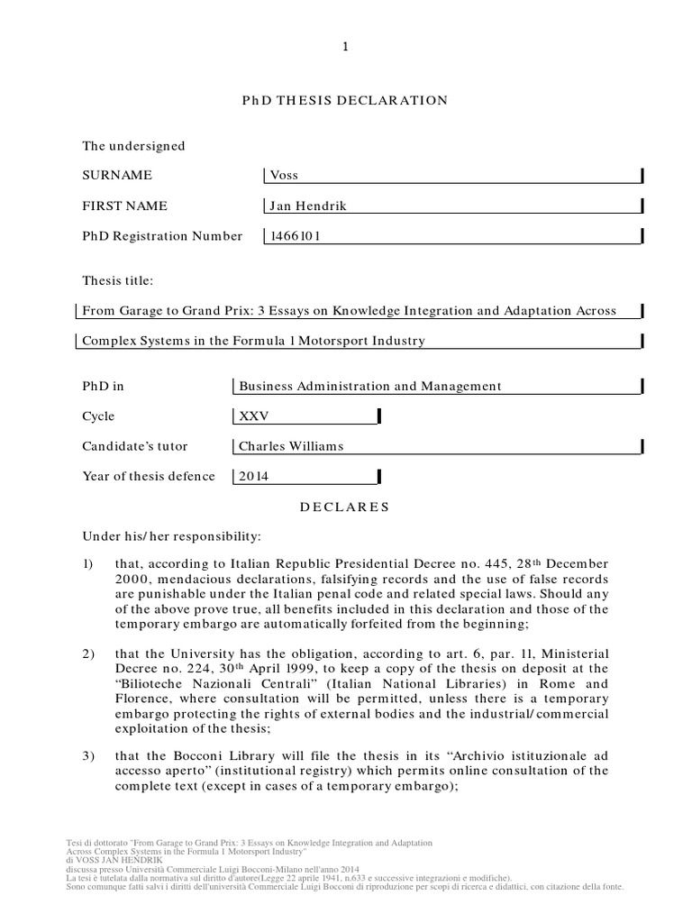 PHD Thesis Declaration | PDF | Supply Chain | Modularity