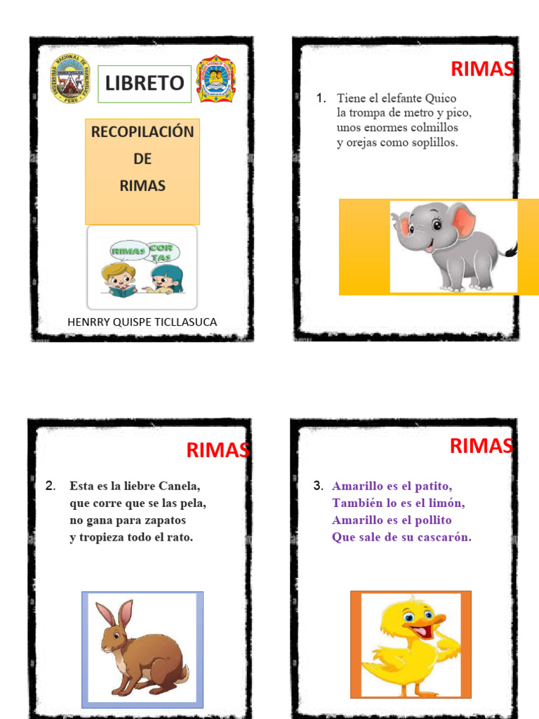 30 Rimas Cortas para Niños | PDF