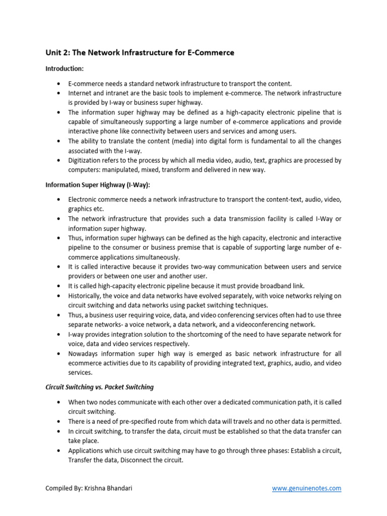 Unit 2 The Network Infrastructure For E Commerce | PDF | Osi Model | Ip Address
