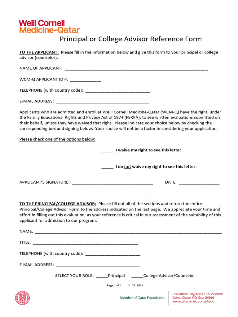 Advisor Reference Form | PDF