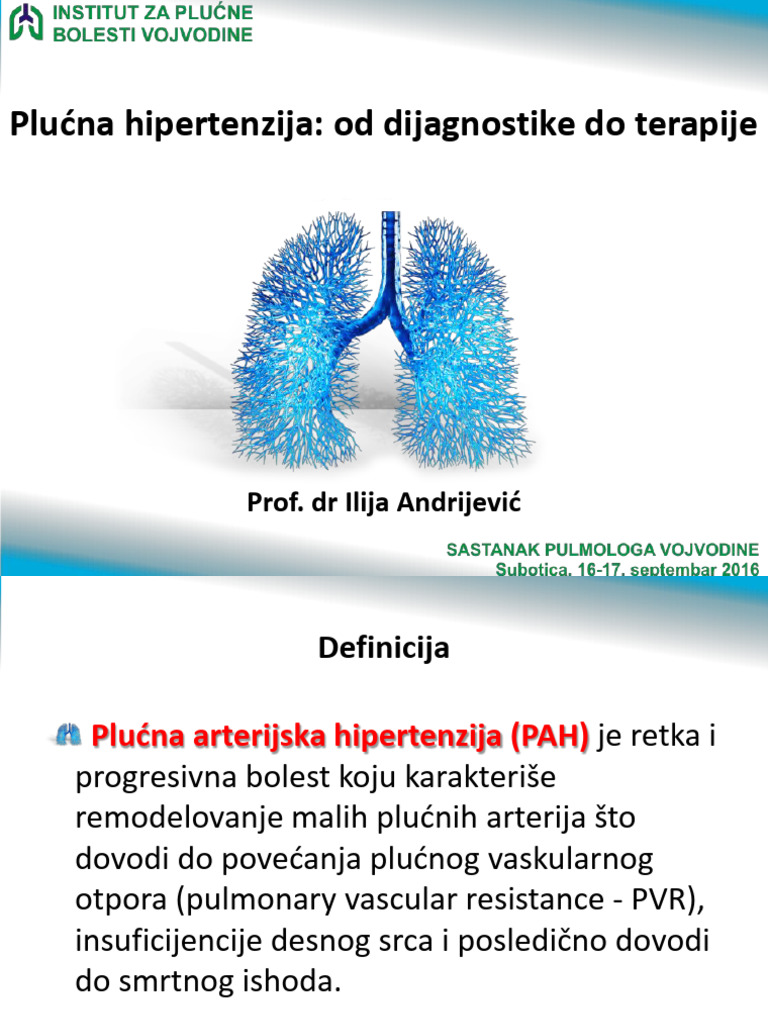 Plucna Hipertenzija - Od Dijagnostike Do Terapije - Prof. DR Sc. Med. Ilija Andrijevic | PDF
