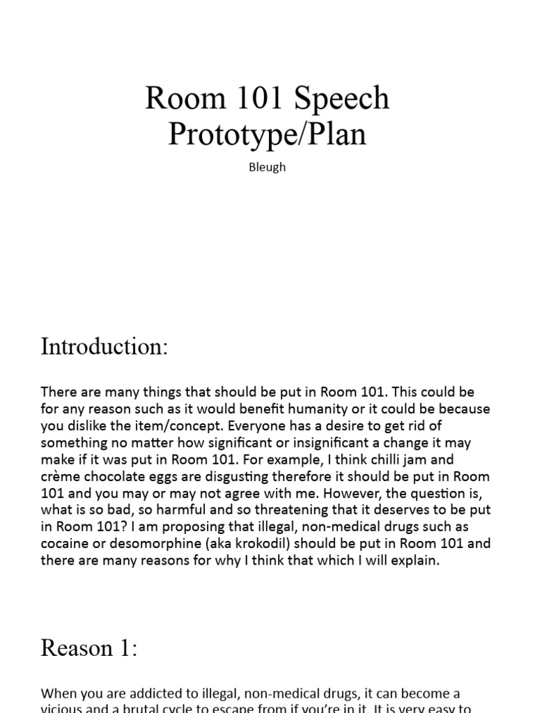 Room 101 Speech | PDF | Fentanyl | Prison