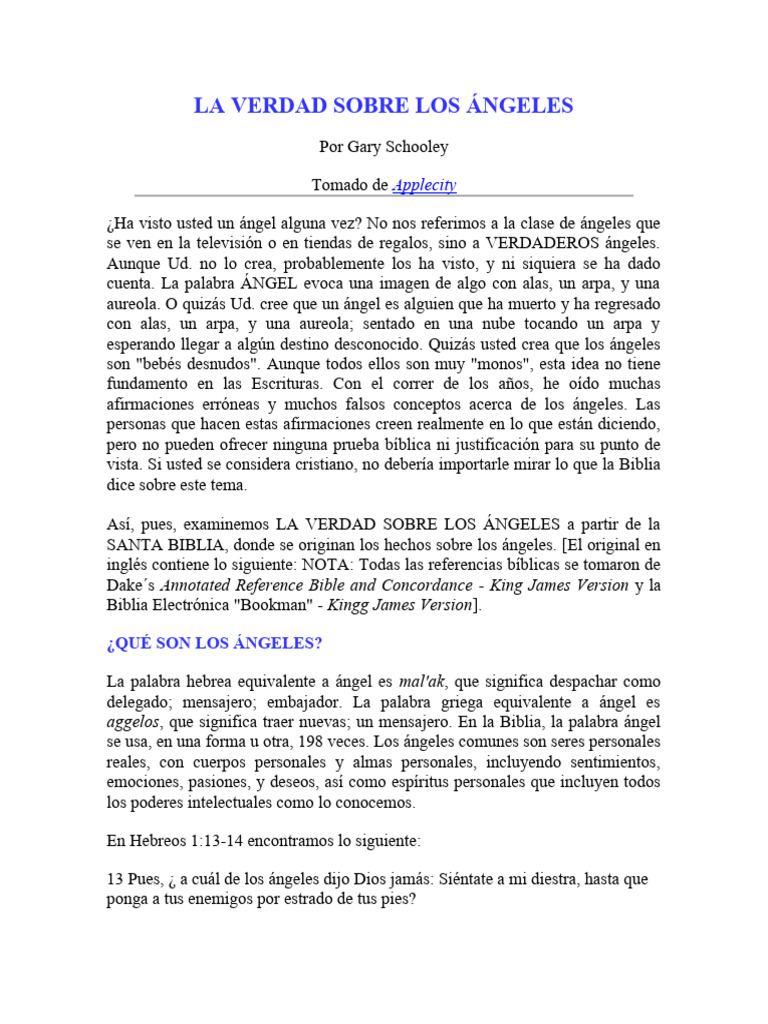 LA VERDAD SOBRE LOS ÁNGELES | PDF | Verdad | Biblia LA VERDAD SOBRE LOS ÁNGELES | PDF | Verdad | Biblia